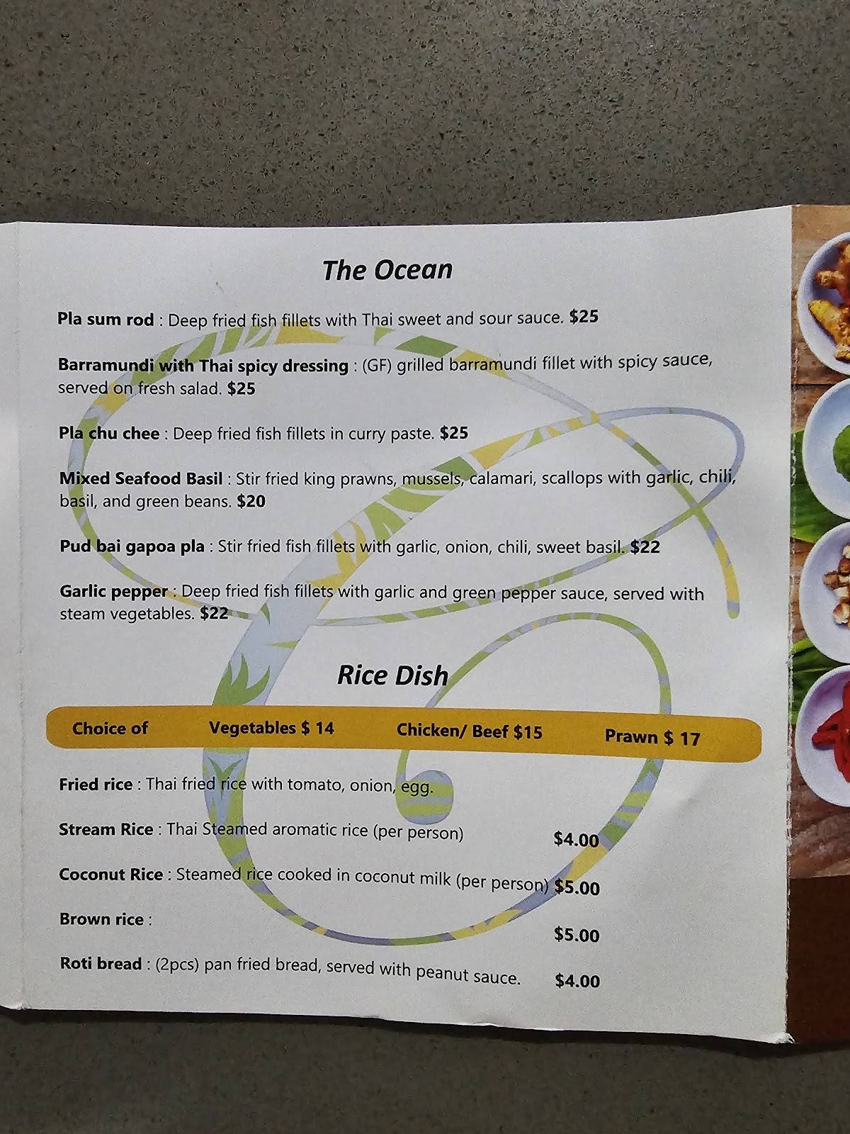Menu at Cinnamon restaurant, Bairnsdale