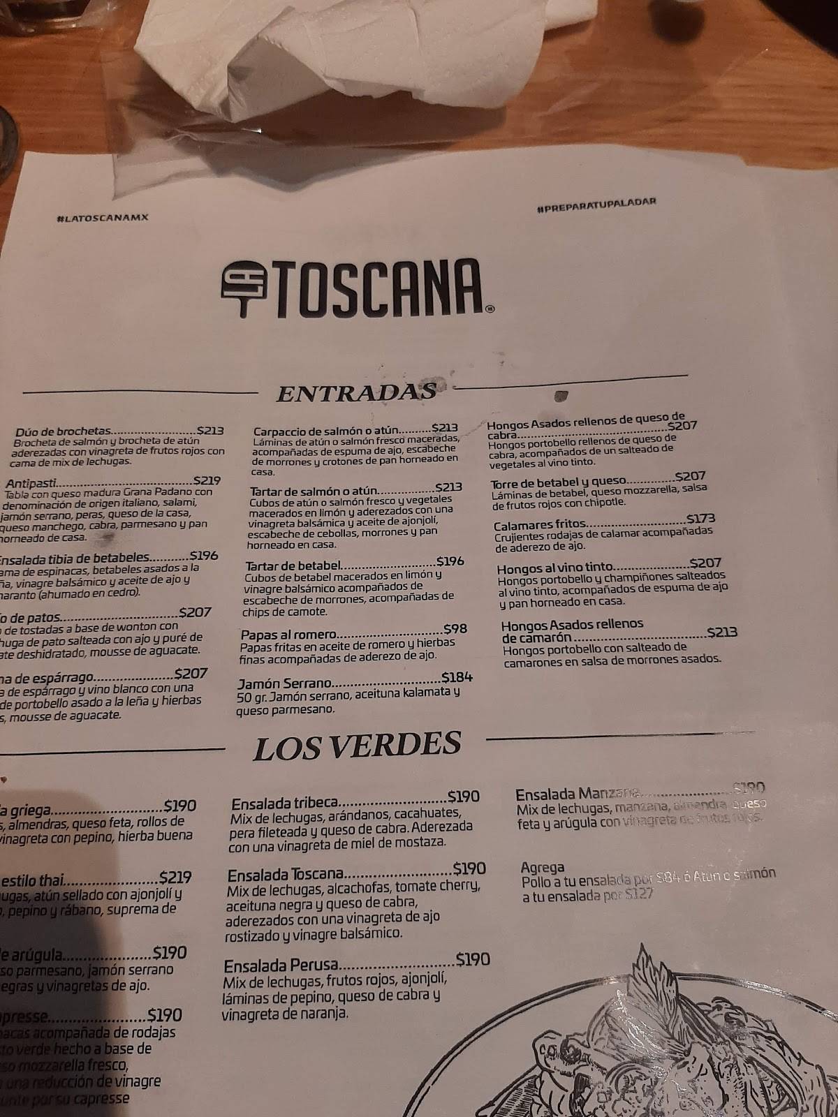 Carta de pizzería La Toscana, Ciudad Juarez, C. Simona Barba 6315