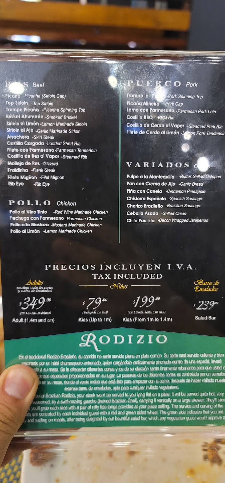 Carta de Las Espadas - Brazilian Steakhouse, Ciudad Juarez, Av. Paseo ...