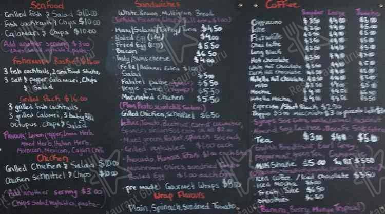 Menu at Clockwork Cafe, Parramatta