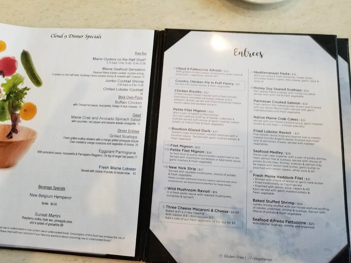 Menu at Cloud 9 Restaurant, Augusta