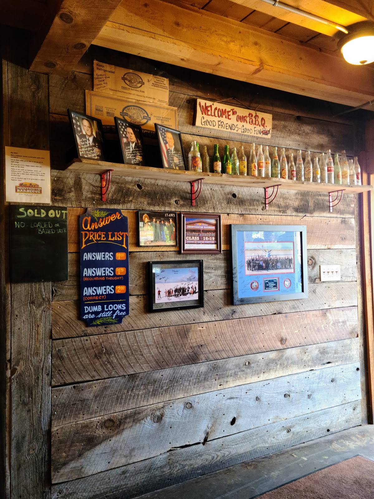 Menu at Mad Jack's Mountaintop Barbecue, Cloudcroft