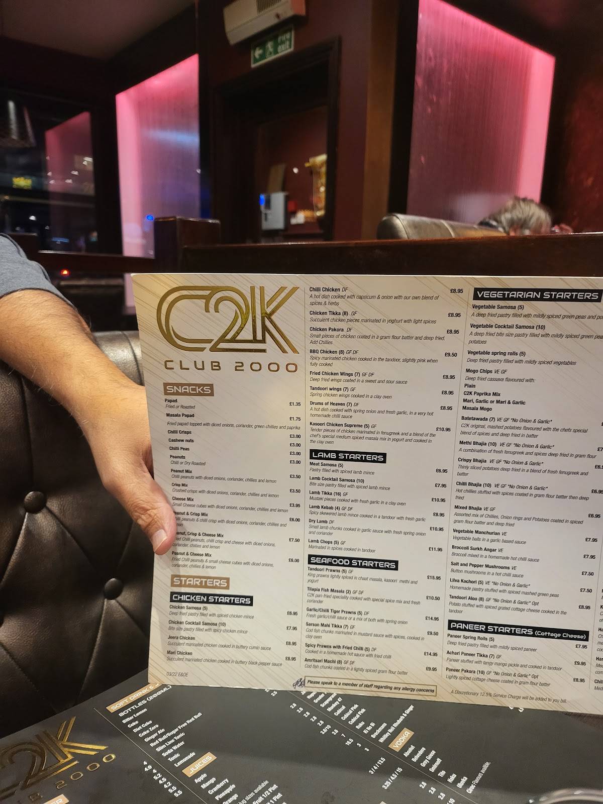 Menu at Club 2000, Pinner, 427-431 Rayners Ln