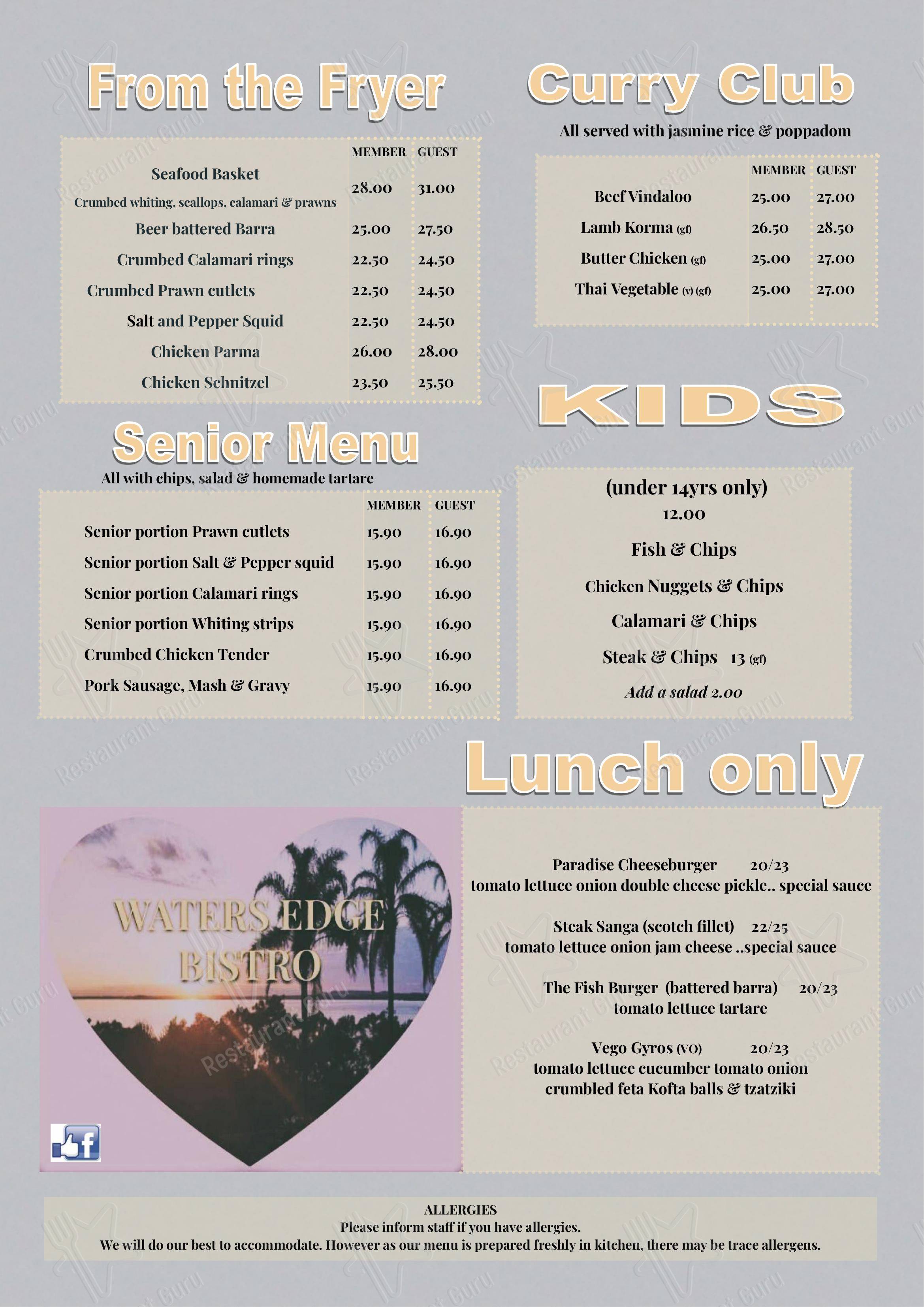 Menu at Club Macleay, Macleay Island