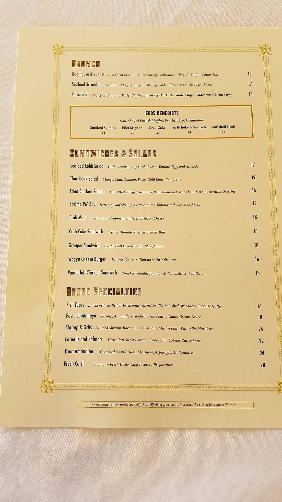 Menu at Coastal Fish Company restaurant, Memphis