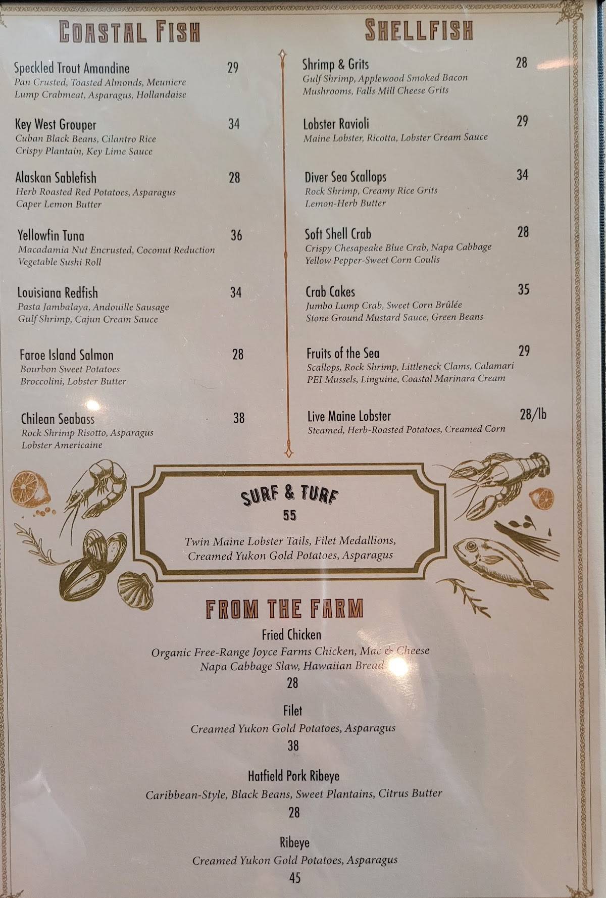 Menu at Coastal Fish Company restaurant, Memphis