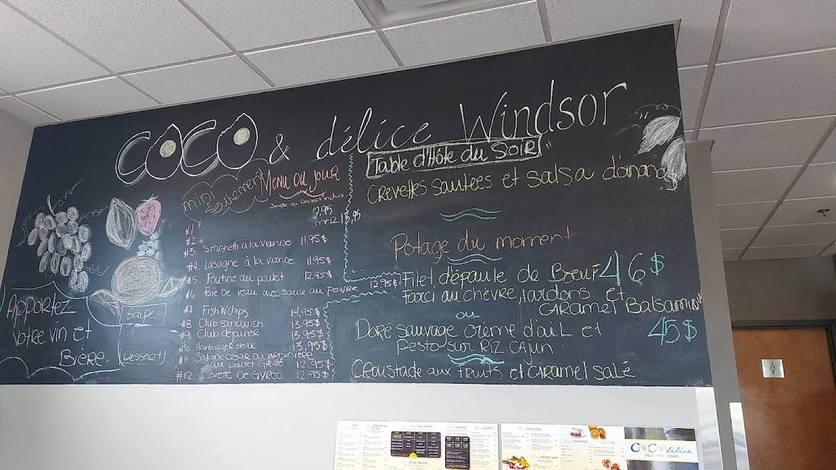 Menu au Coco Frutti Windsor restaurant, Windsor