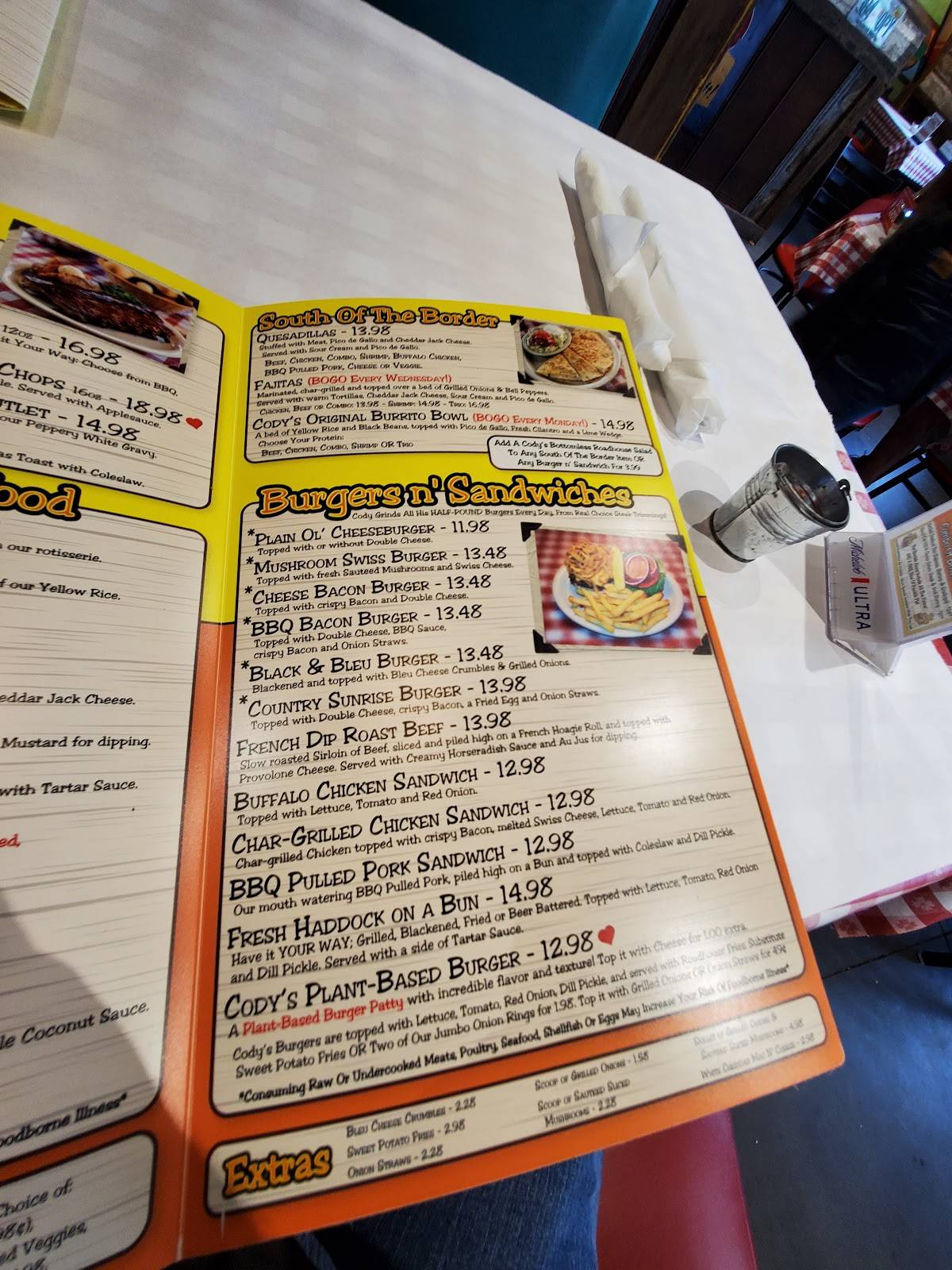 Menu at Cody's Original Roadhouse - Ocala, FL restaurant, Ocala, SW ...