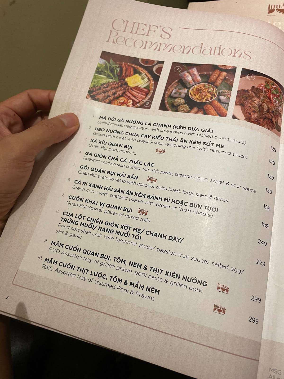 Menu at Coffee House Hào Bàng, Ho Chi Minh City