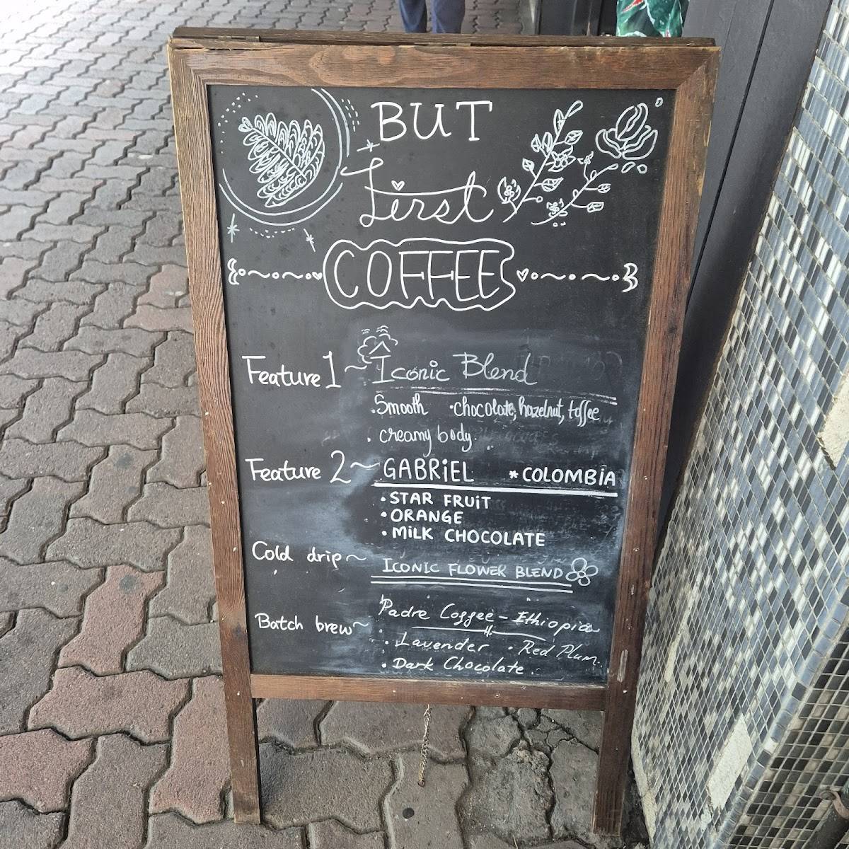 Menu at Coffee Iconic cafe, Brisbane City