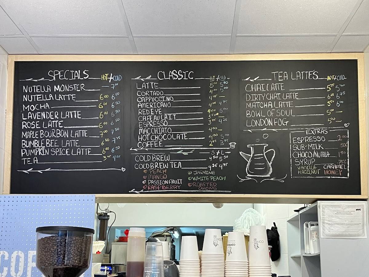 Menu at Coffee Rx, New York City, 123 W 3rd St Store West
