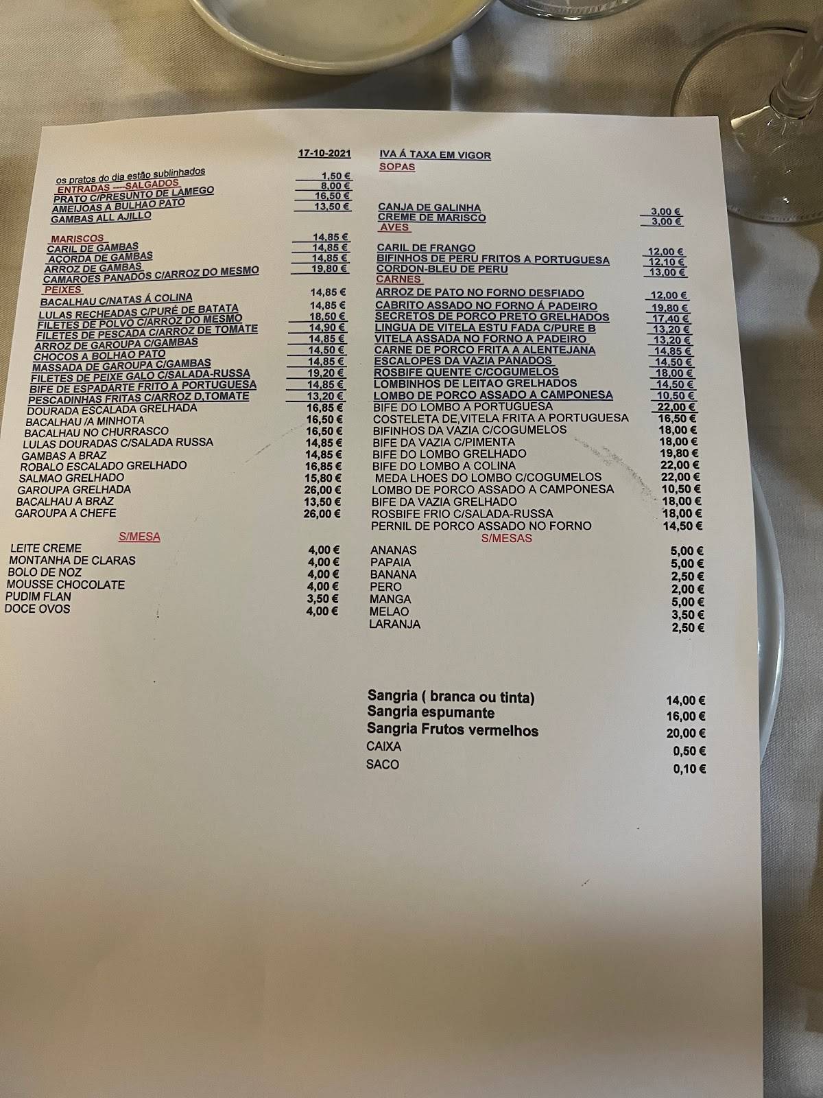 Menu em Colina BBQ, Lisboa