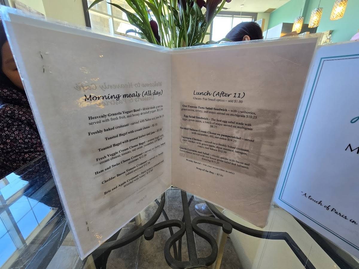 Menu at Heavenly Cafe, Collingwood, 10 Keith Ave