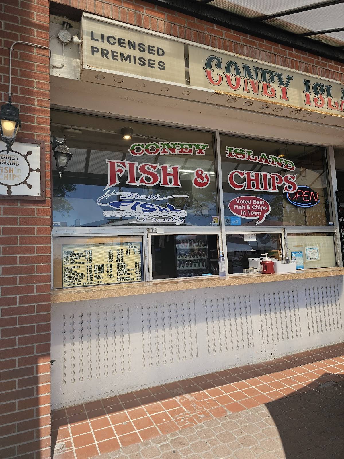 Menu at Coney Island Seafood restaurant, White Rock