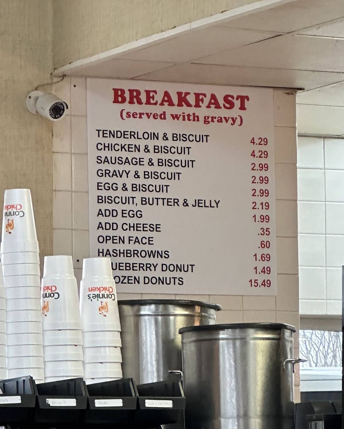 Menu at Connie’s Chicken restaurant, Tupelo