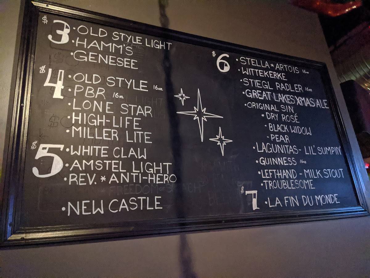 Menu at Continental Lounge pub & bar, Chicago
