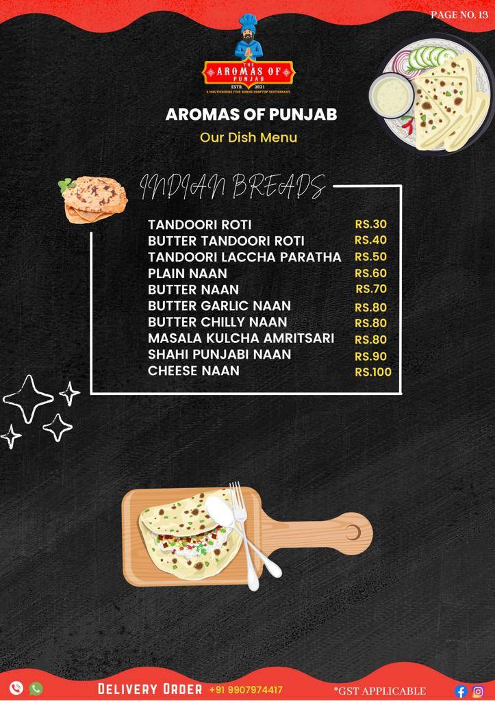 Menu at The Aromas of Punjab, Cooch Behar