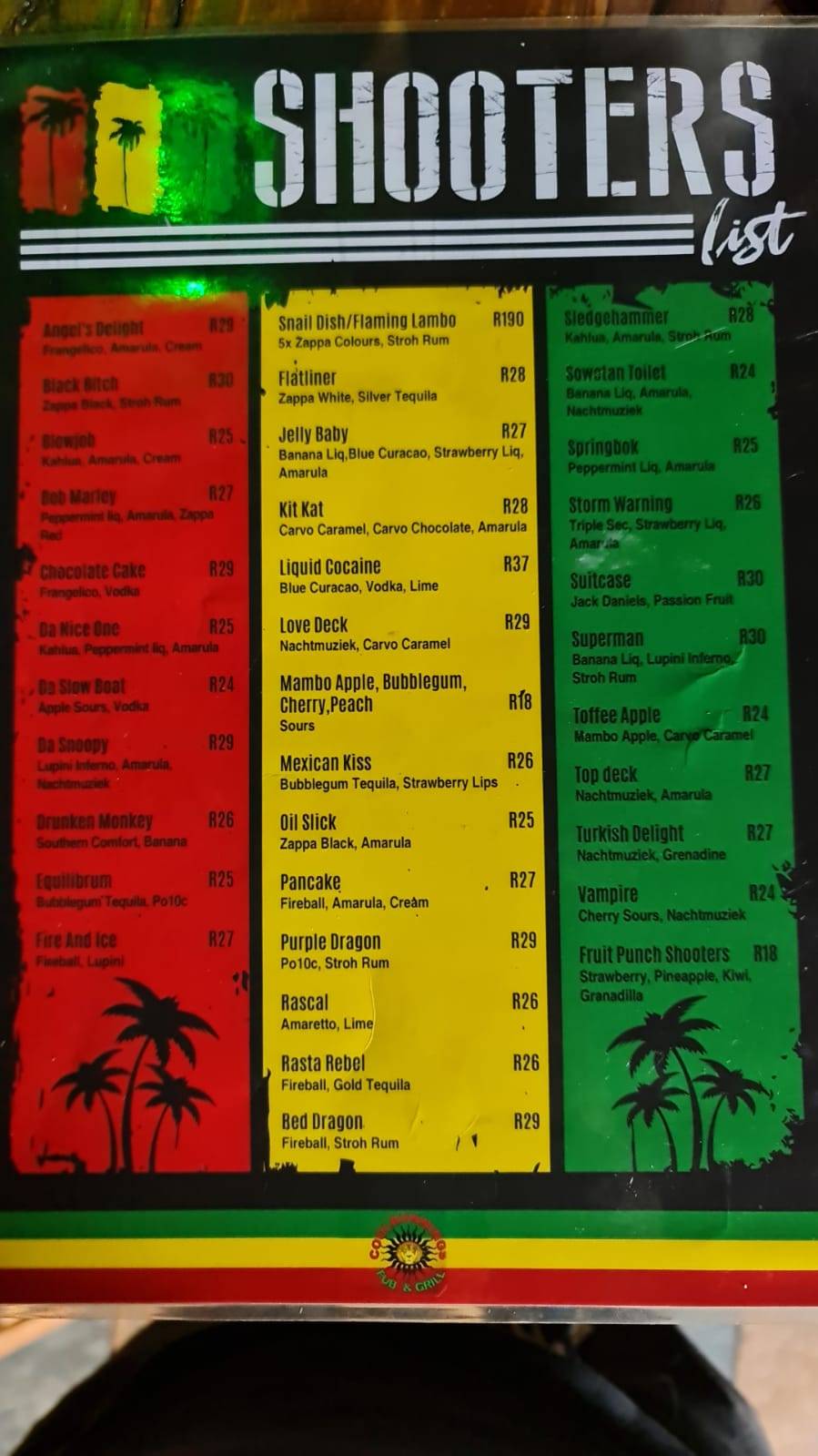 Menu at Cool Runnings Pub & Grill, Centurion