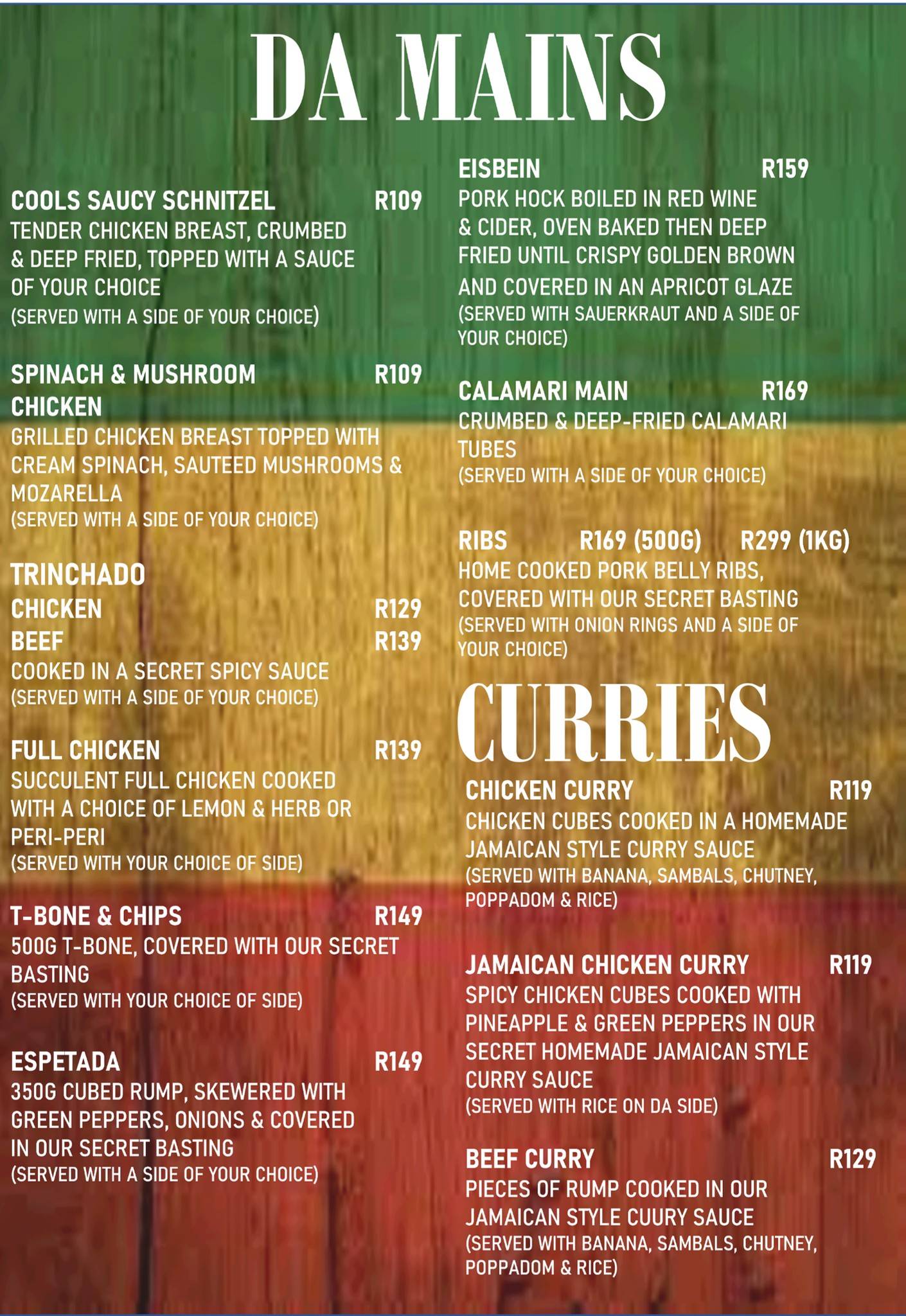 Menu at Cool Runnings Pub & Grill, Centurion