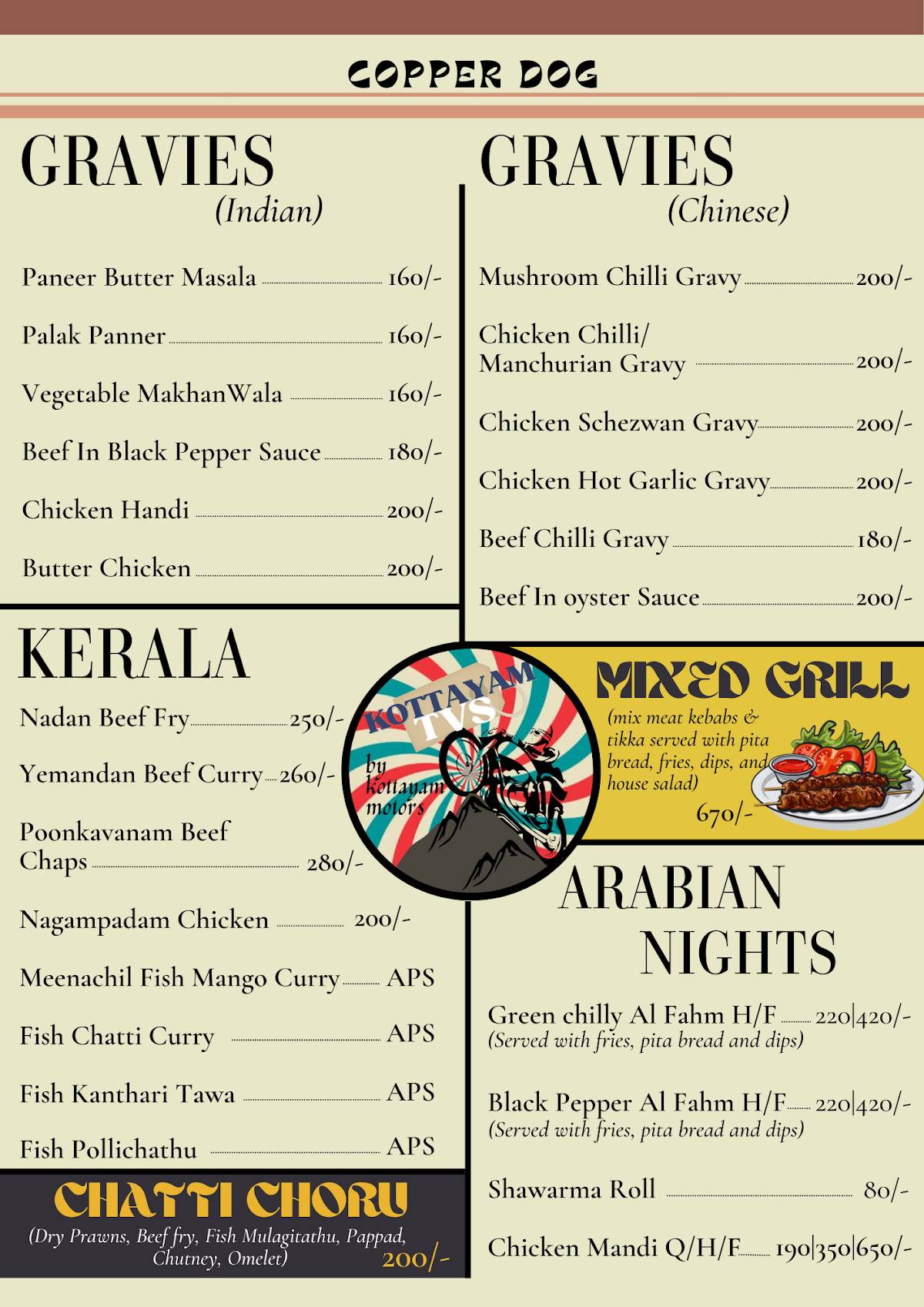Menu at Copper Dog Restaurant, Perumbaikad