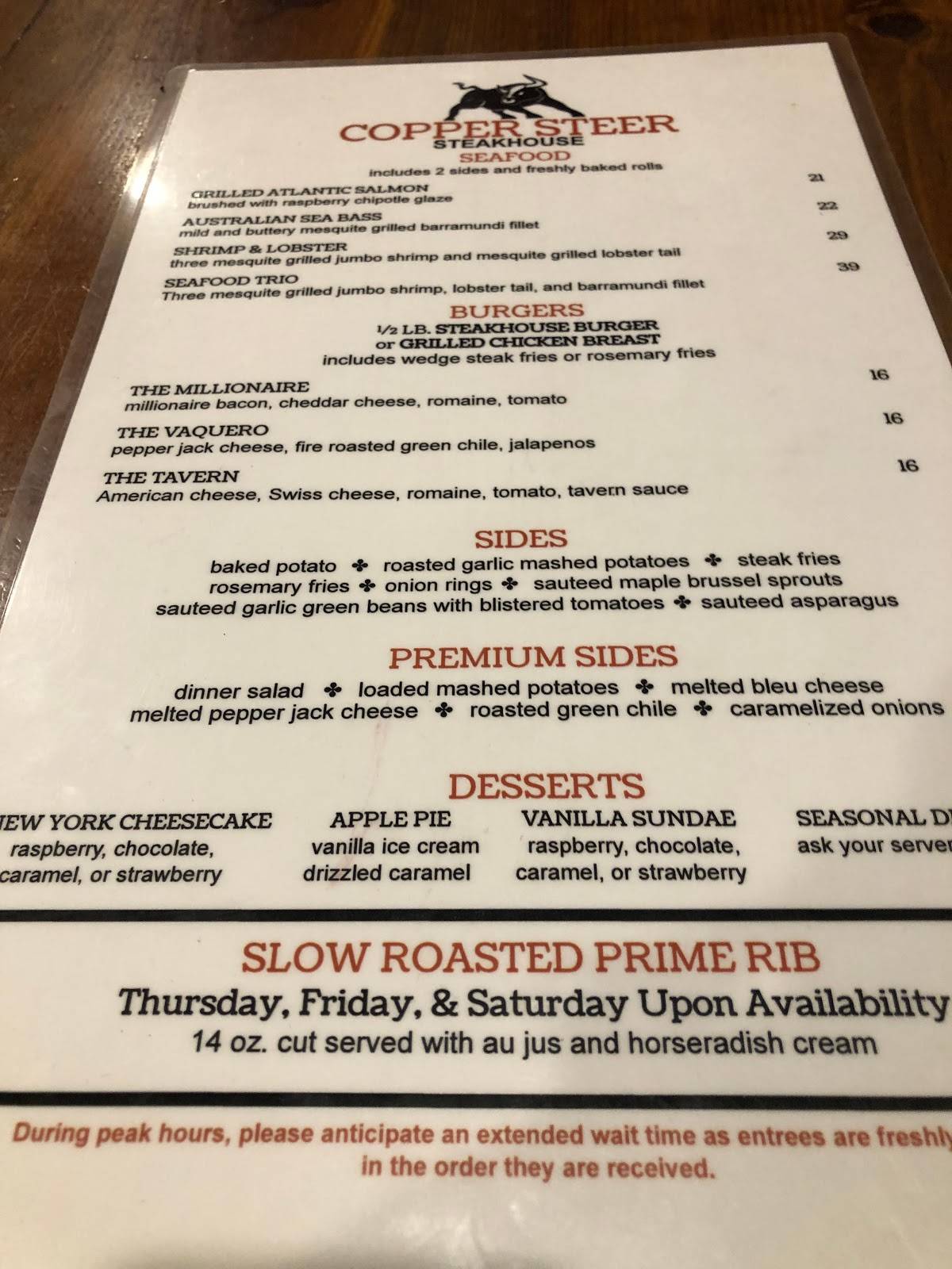 Menu at FRONTIER STEAK AND SPIRITS BBQ, Safford