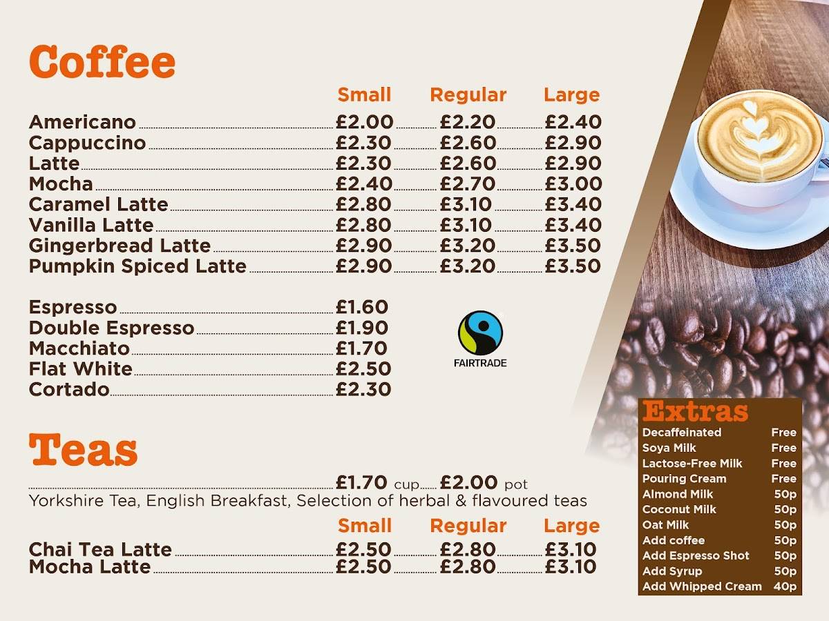 Menu at Cosy Coffee restaurant, Burnley
