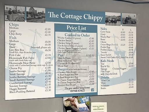 Menu at Cottage Chippy restaurant, Whitehaven