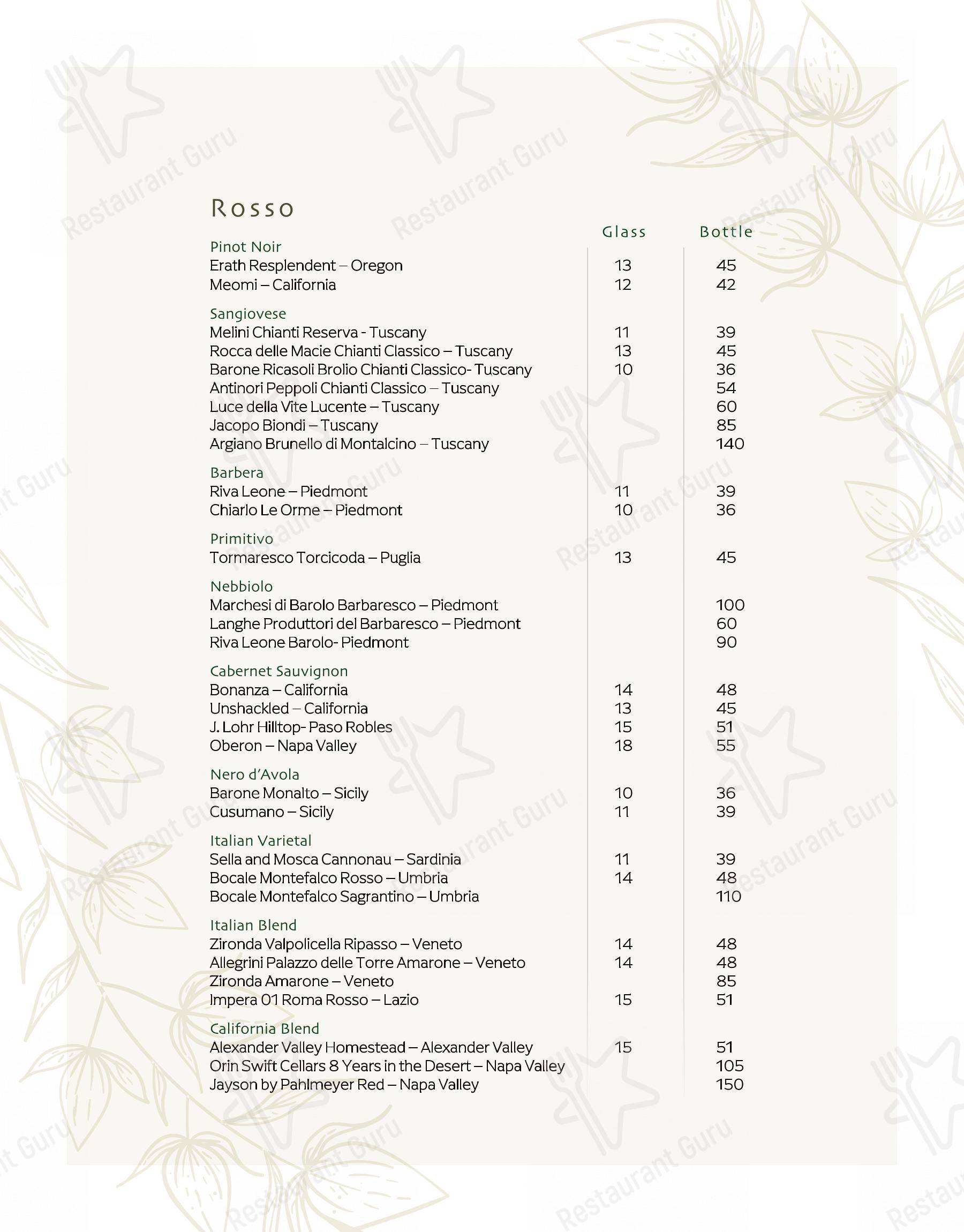 Menu at Cotto Modern Italian pub & bar, Gainesville