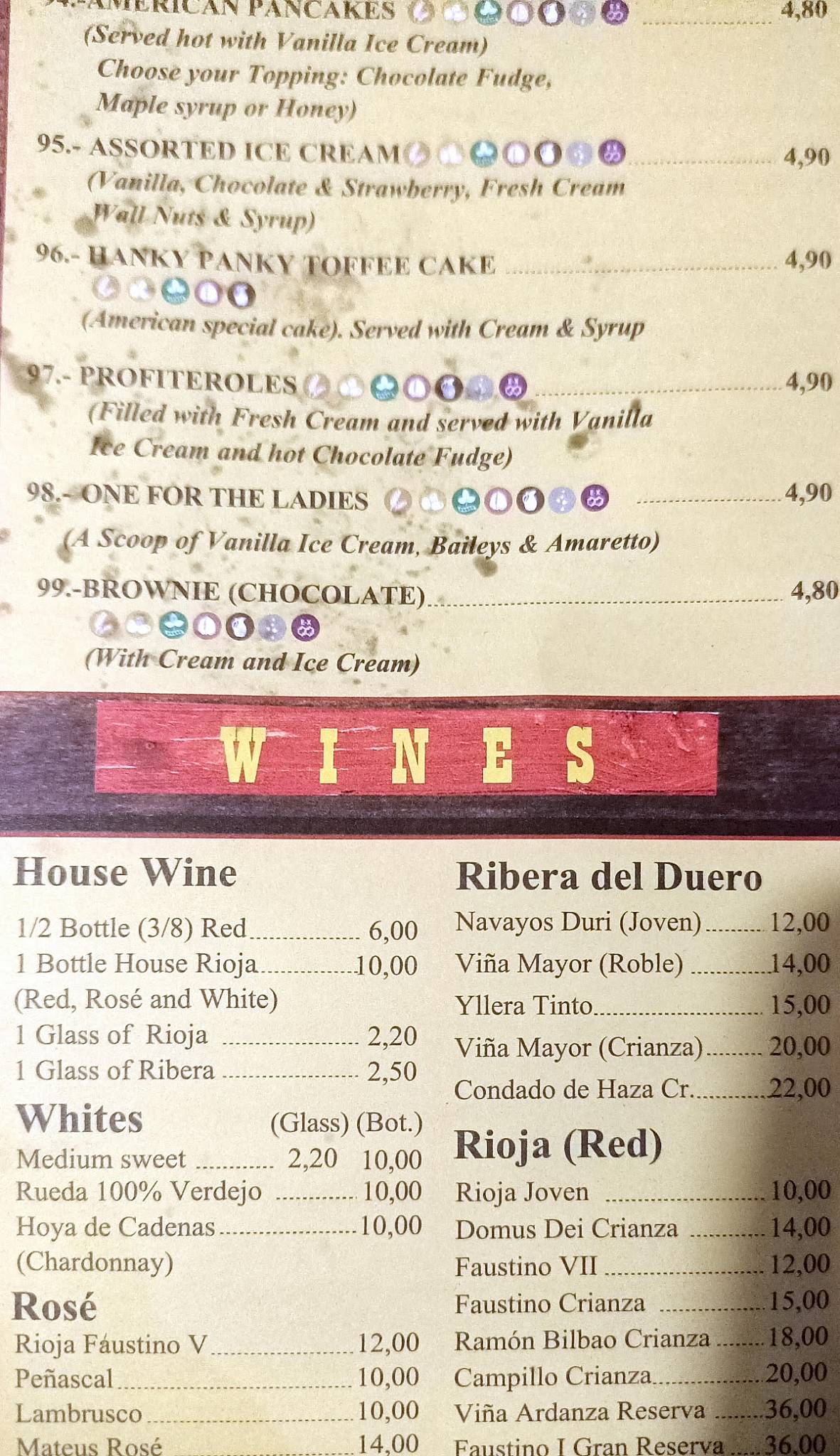 Menu at Country Ribs restaurant, Benidorm, C. Derramador