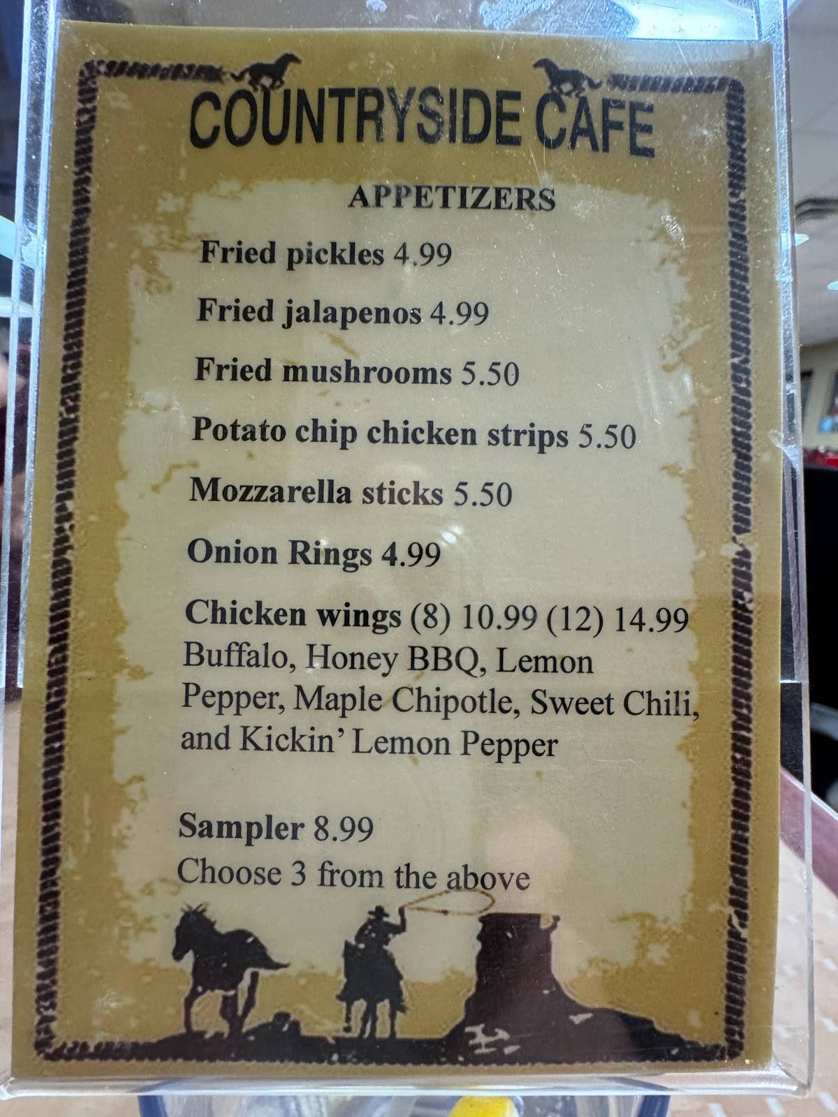 Menu at Countryside Cafe, Mexia