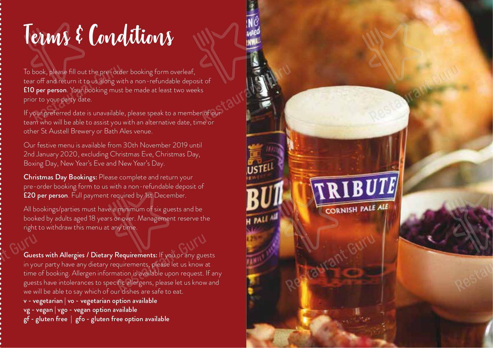 Menu at County Arms, Truro pub & bar, Truro