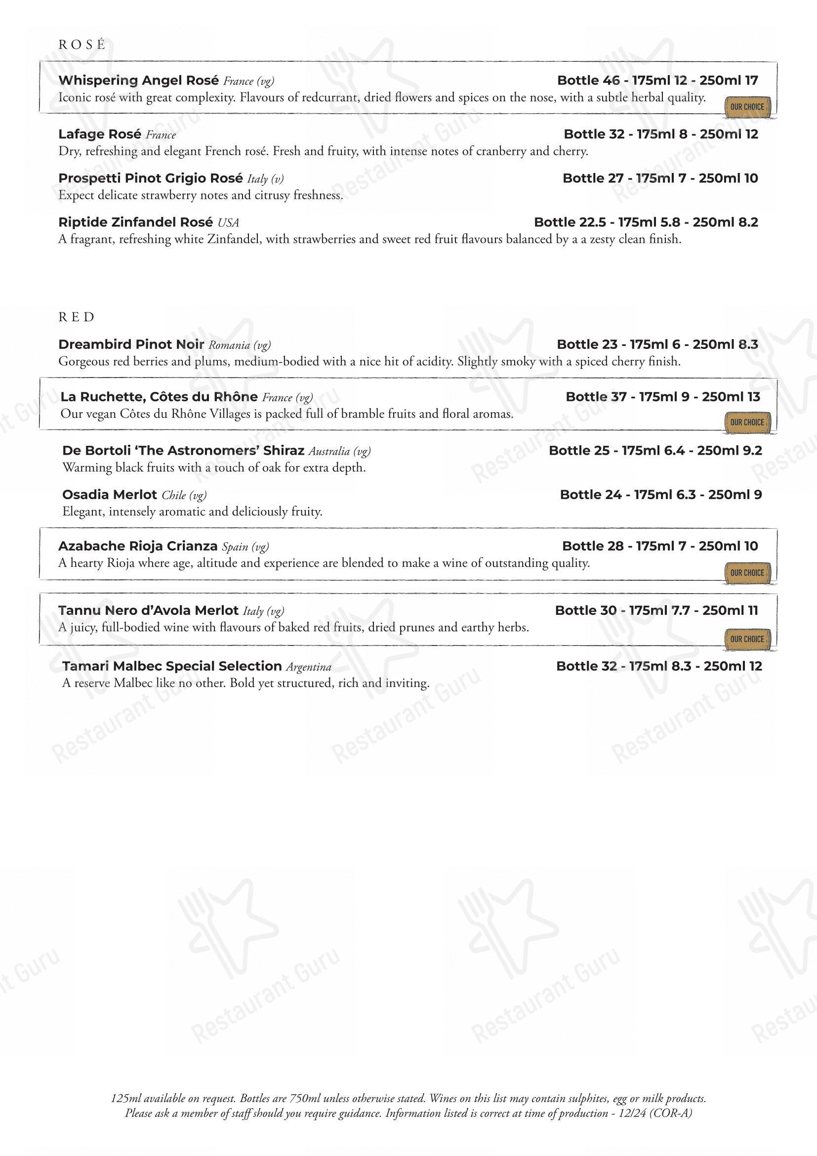 Menu at County Arms, Truro pub & bar, Truro