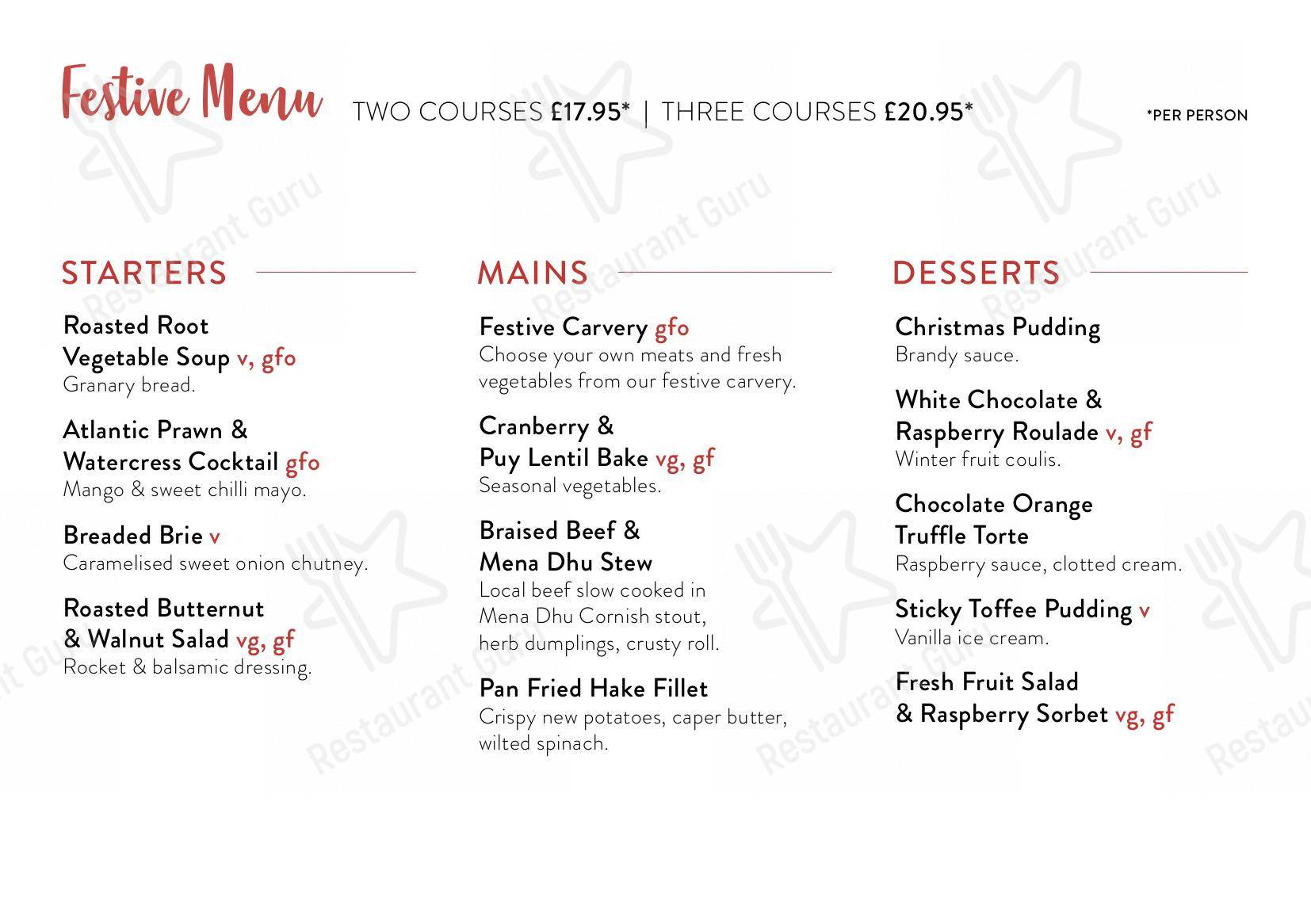 Menu at County Arms, Truro pub & bar, Truro