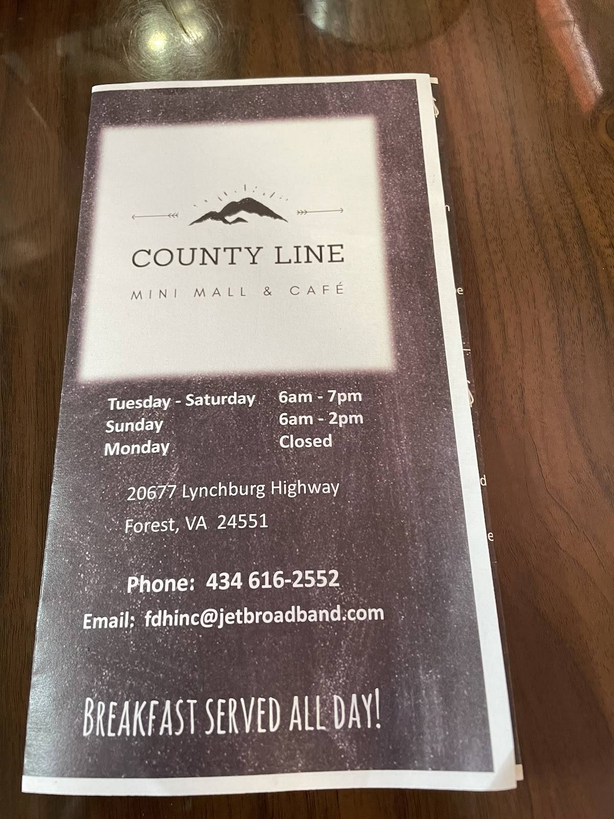 Menu at County Line Mini Mall & Cafe, Forest