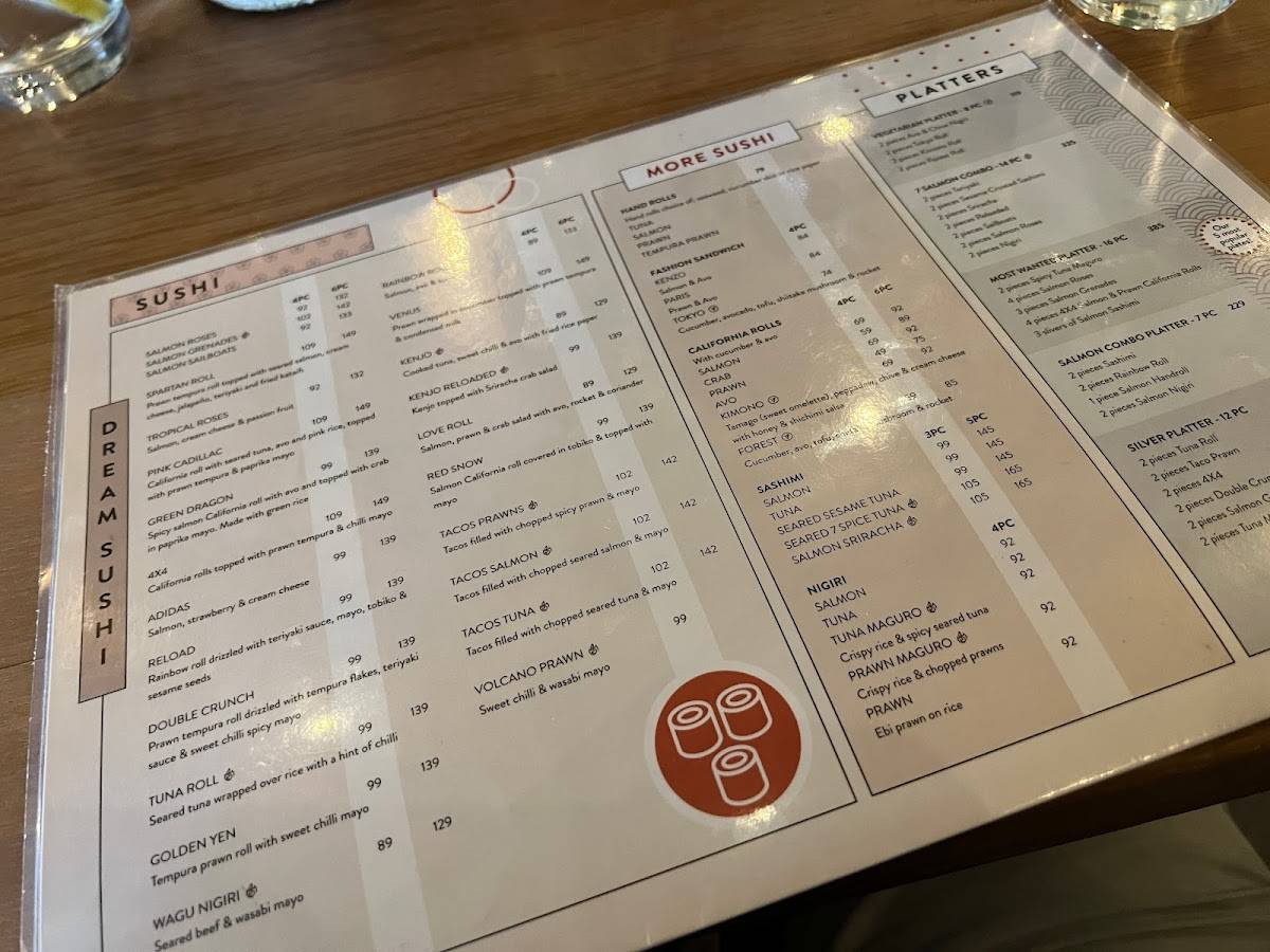 Menu at Cowfish Waterfall restaurant, Midrand