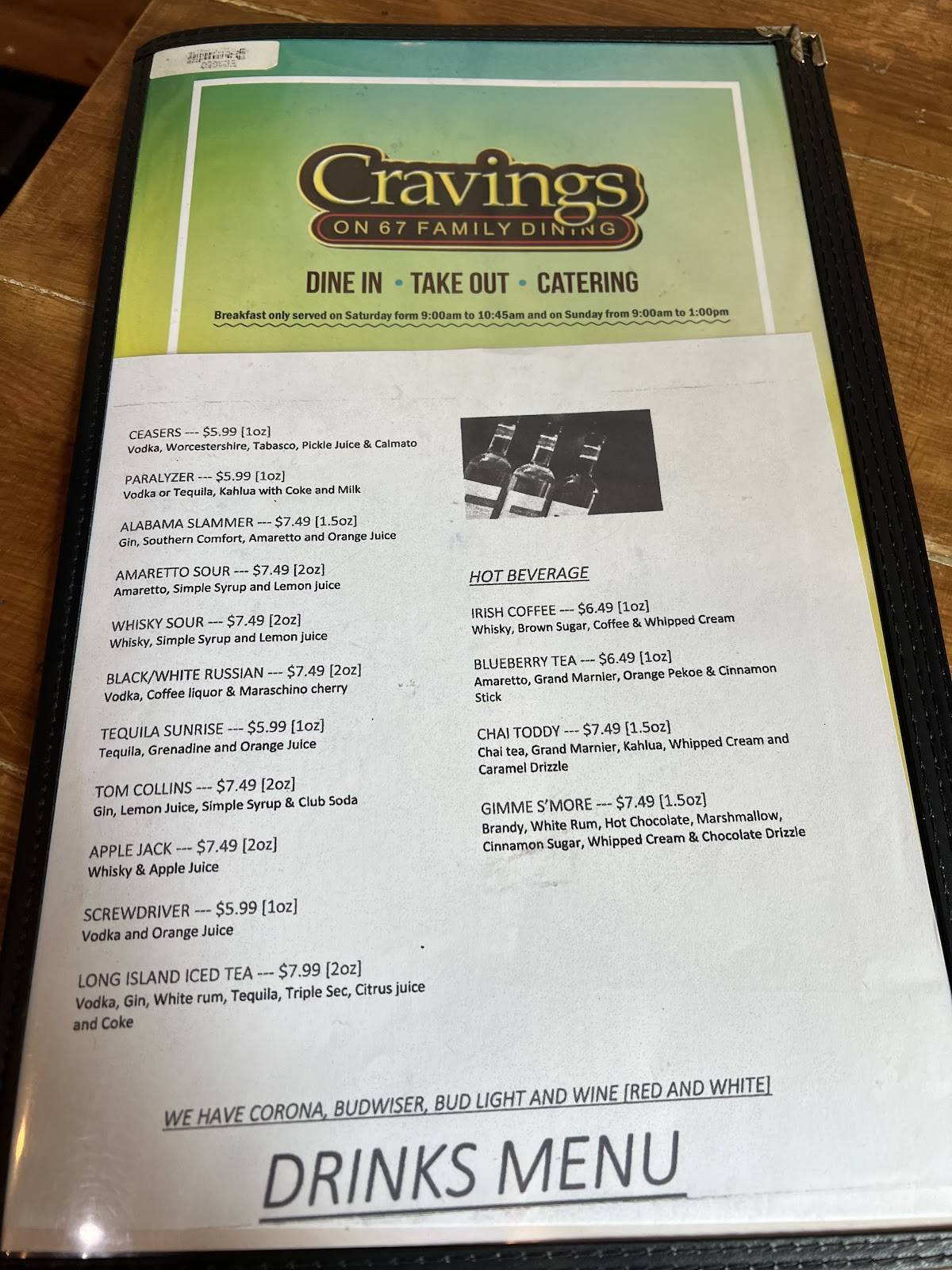 Menu at Cravings on 67 BBQ, Stonewall