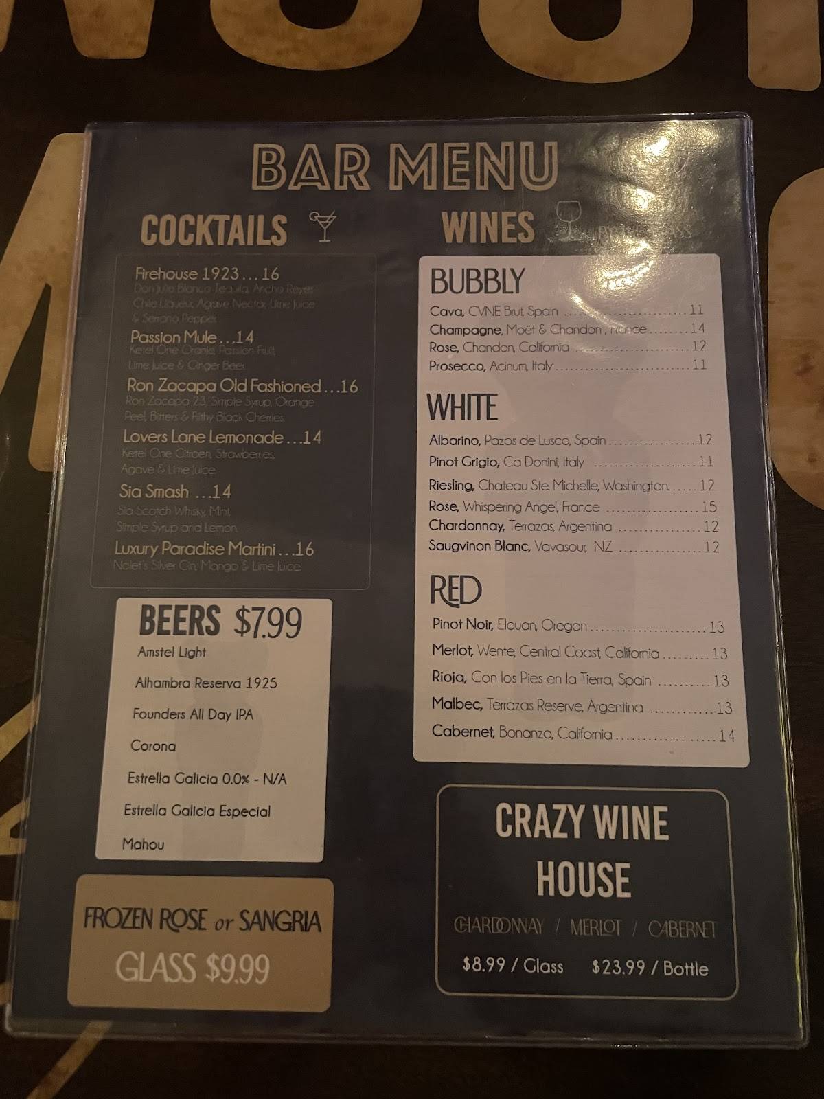 Menu at Crazy About You restaurant, Miami