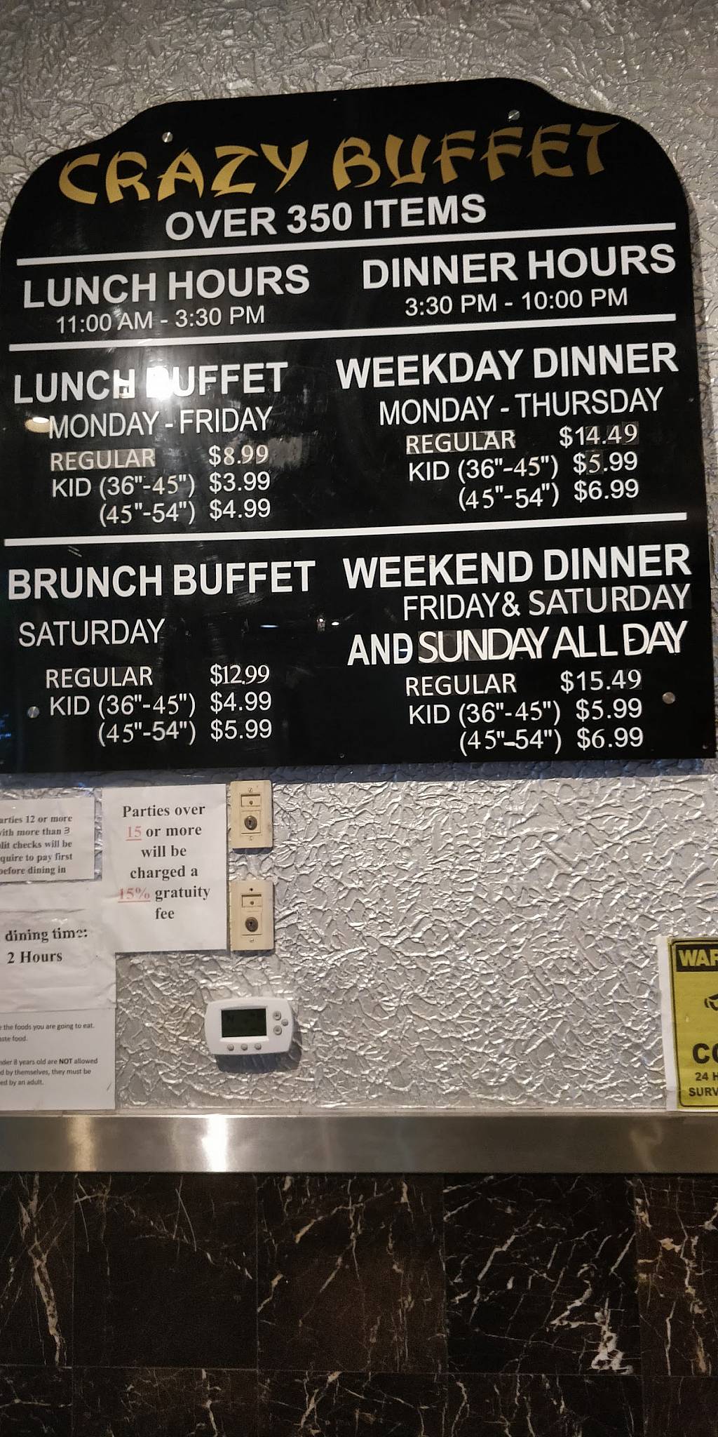 Menu at Crazy Buffet restaurant, Orlando, W Colonial Dr