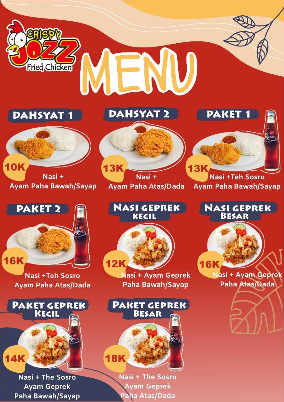 Menu at Crispy Jozz Fried Chicken Kebonsari restaurant, Surabaya