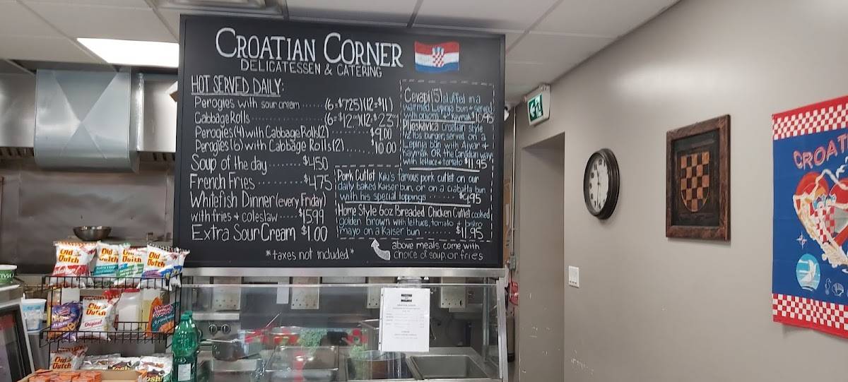 Menu at Croatian Corner restaurant, Sault Ste. Marie