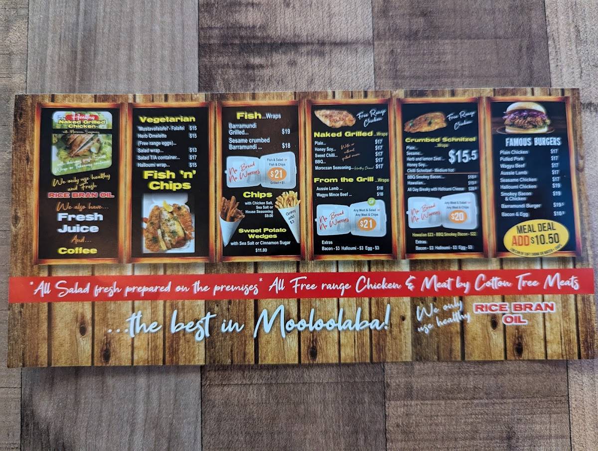 Menu at Crumbed or Naked fast food, Mooloolaba