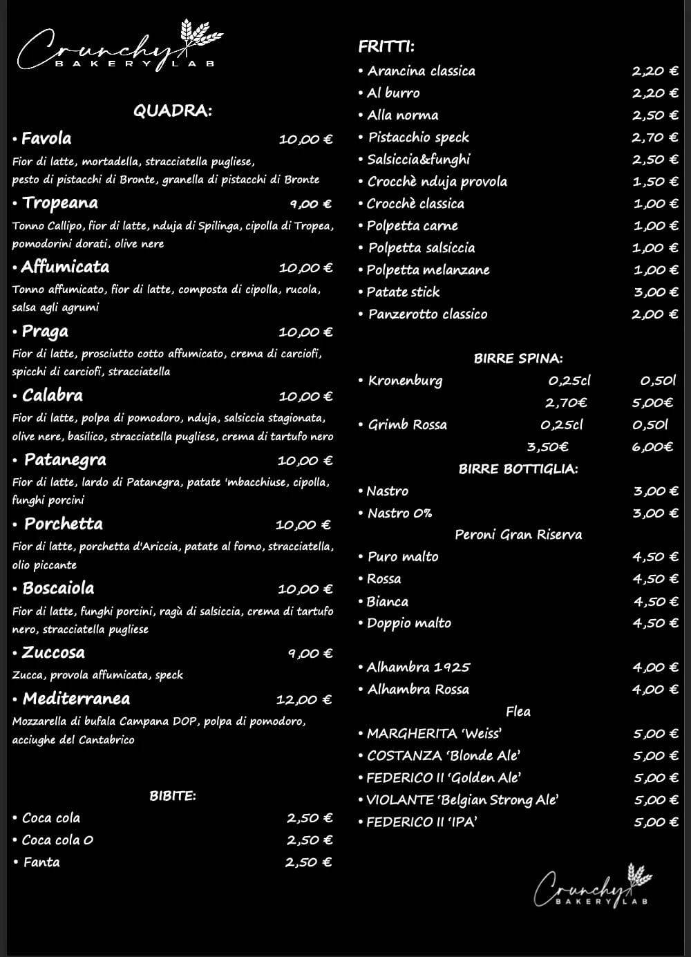 Speisekarte von Crunchy Bakery Lab, Cosenza
