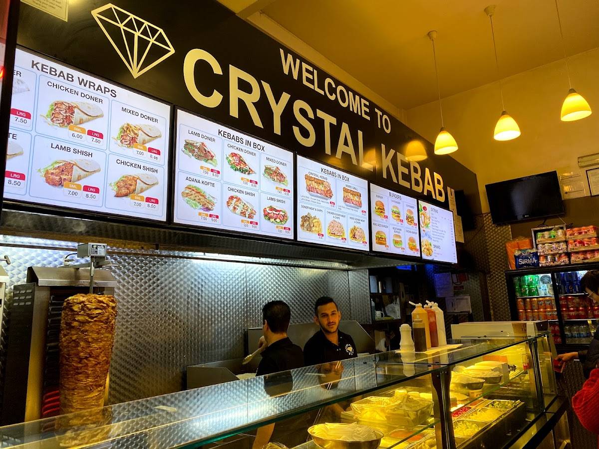 Menu at Crystal Kebab fast food, London, 2B York Wy