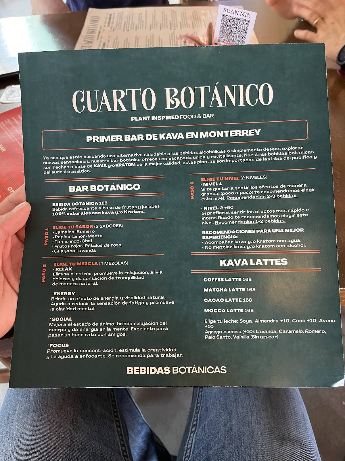 Menu at Cuarto Botánico restaurant, Monterrey