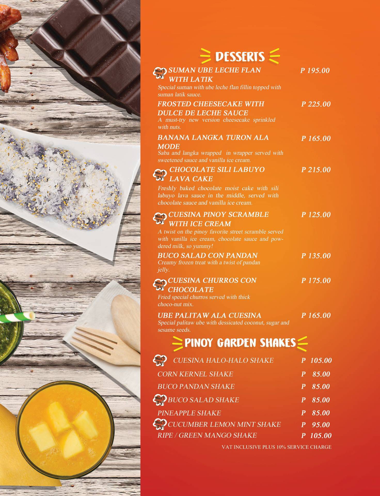 Menu at Cuesina Garden Bistro restaurant, Muntinlupa