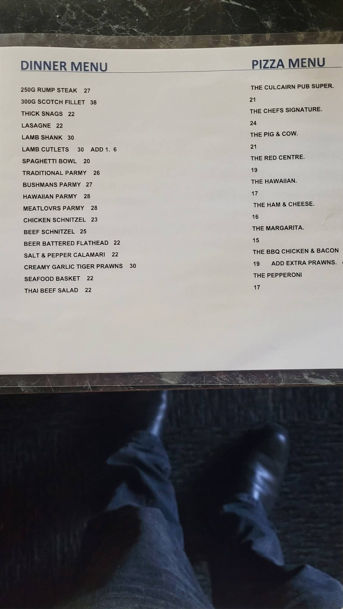 Menu at Culcairn Hotel pub & bar, Culcairn