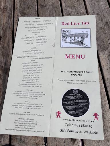 Menu at The Red Lion Inn pub & bar, Culross