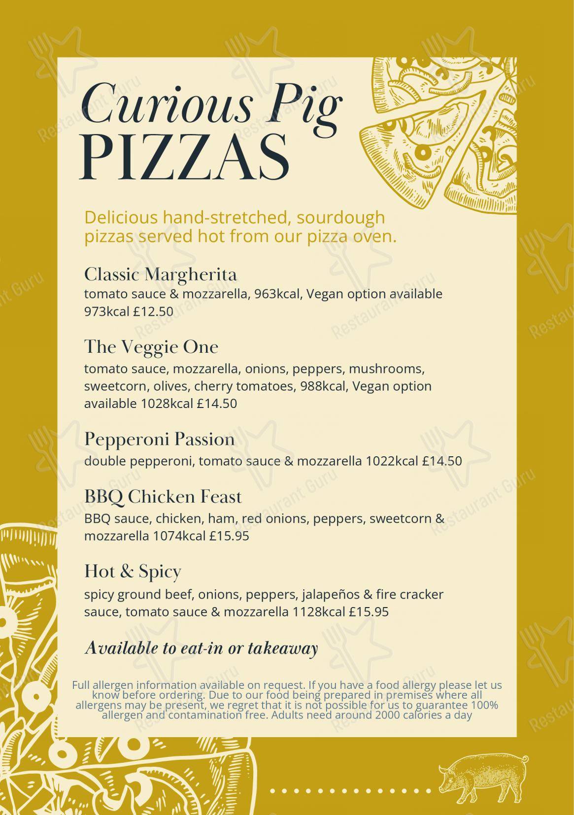 Menu at Curious Pig in the Parlour pub & bar, Copthorne