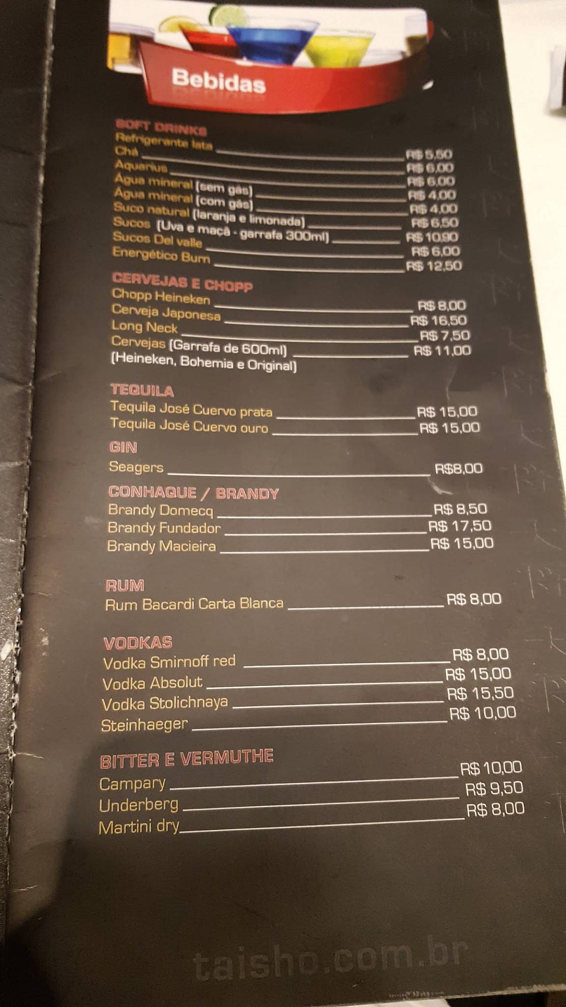 Menu em Taisho Sushi restaurante, Curitiba, Av. Iguaçu