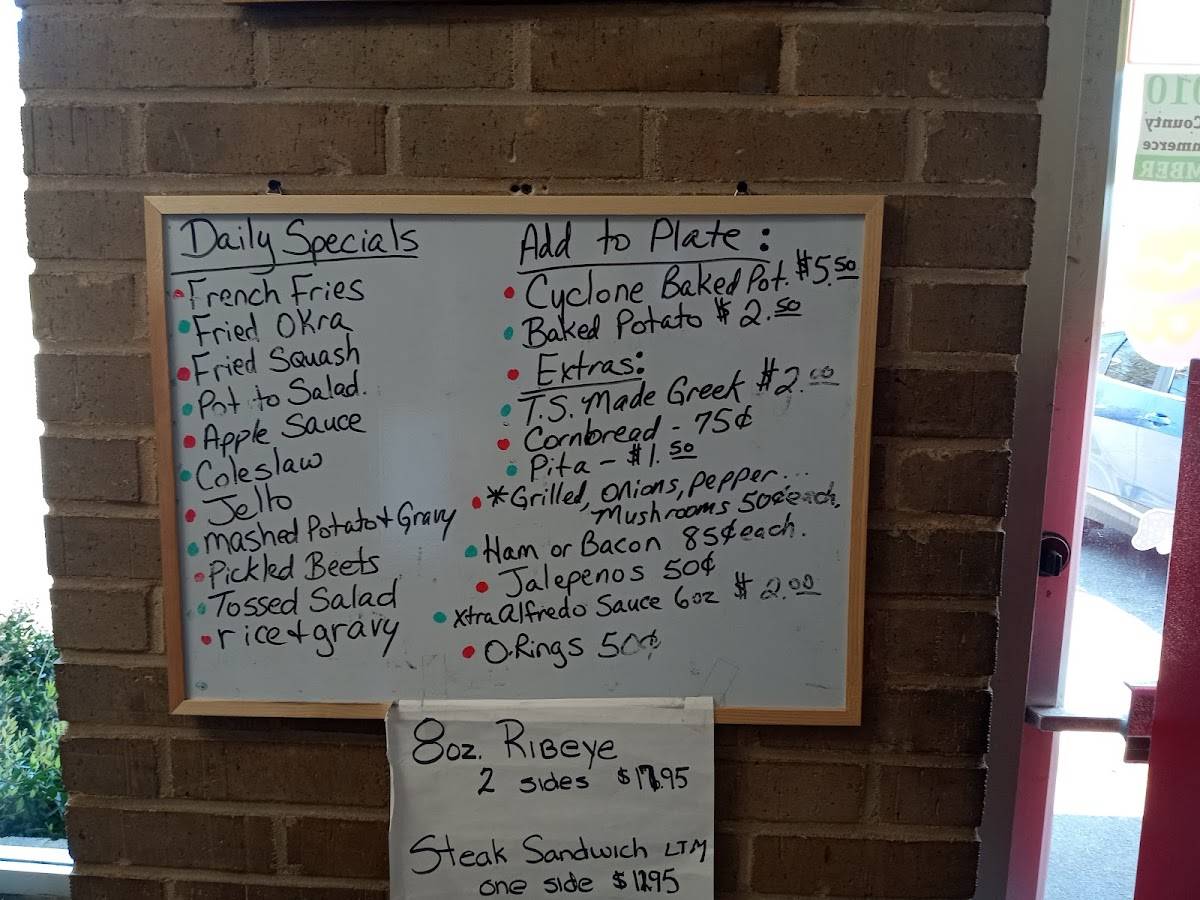 Menu at Cyclone Drive-In Restaurant, Chester